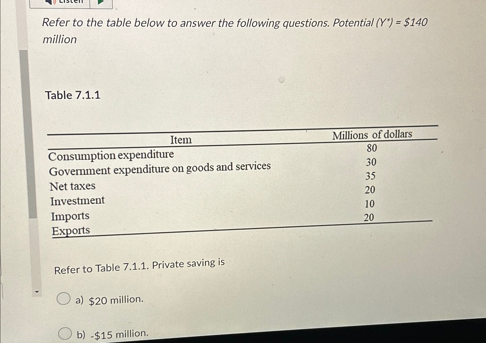 Solved Refer to the table below to answer the following | Chegg.com