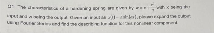 Solved Q1. The characteristics of a hardening spring are | Chegg.com