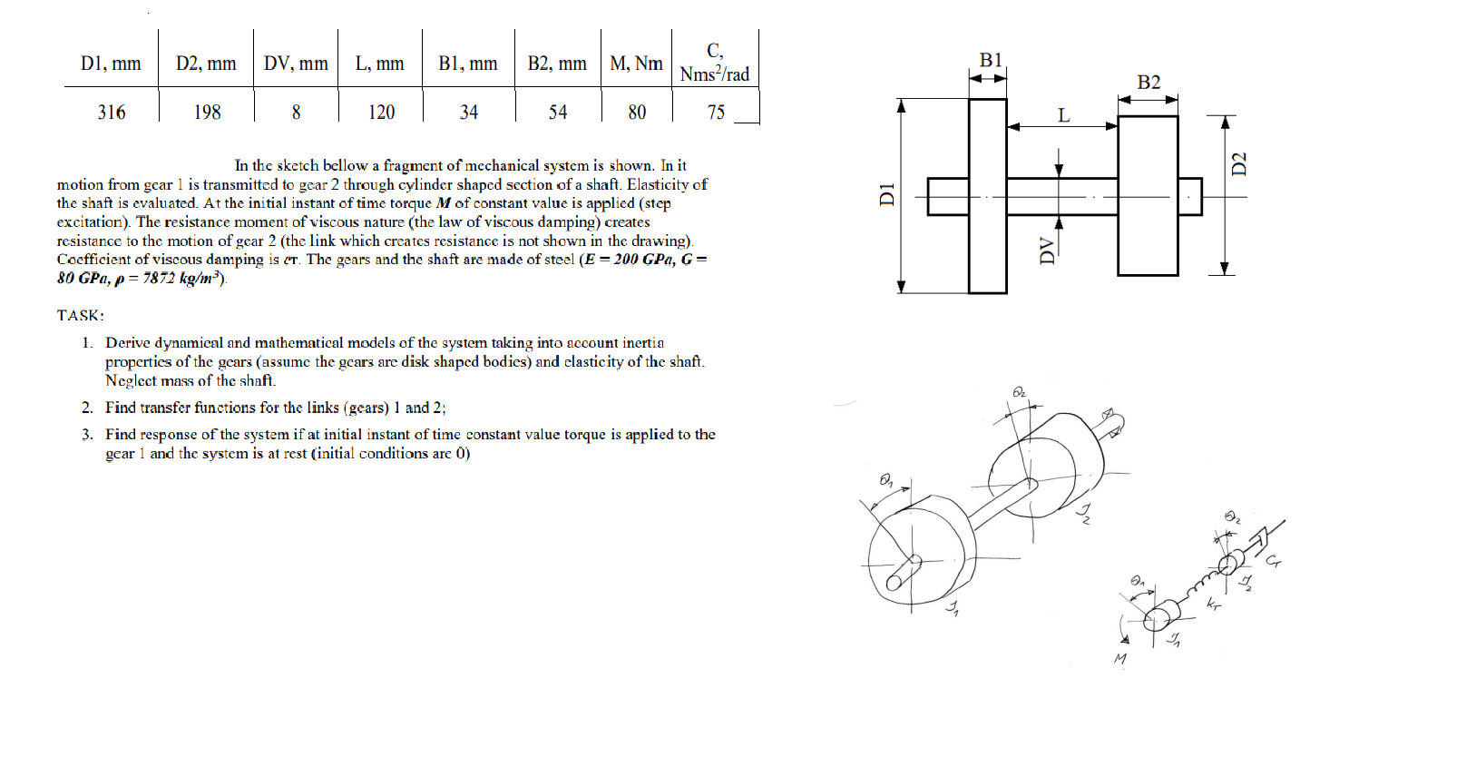 Solved In the sketch fragment of mechanical system is shown. | Chegg.com
