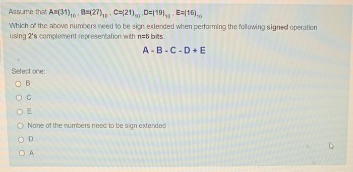 Solved Assume that A=(31), B=(27), C=(21), D=(19)40 E=(16)10 | Chegg.com