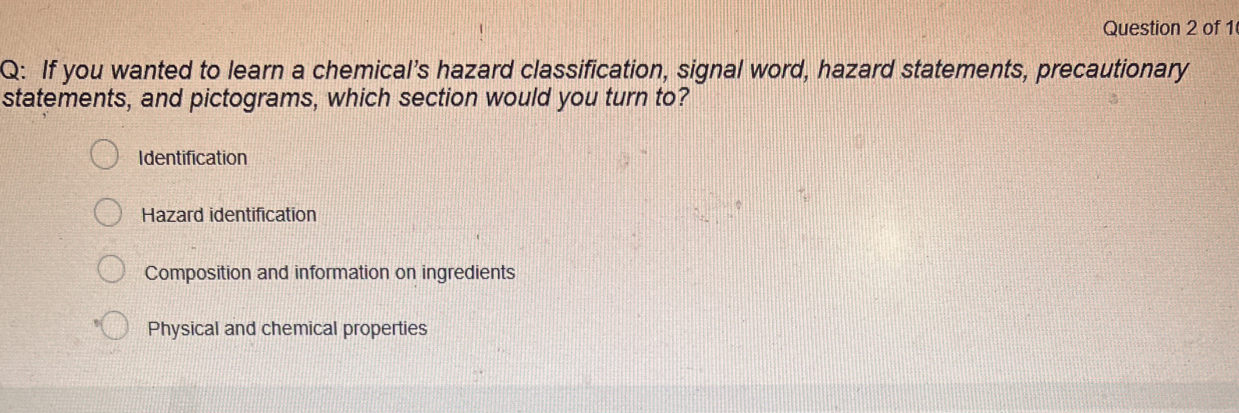 Solved Q: If you wanted to learn a chemical's hazard | Chegg.com