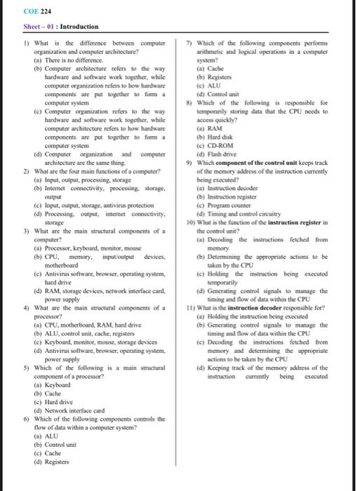 Solved 1) What is the difference between computer 7) Which | Chegg.com