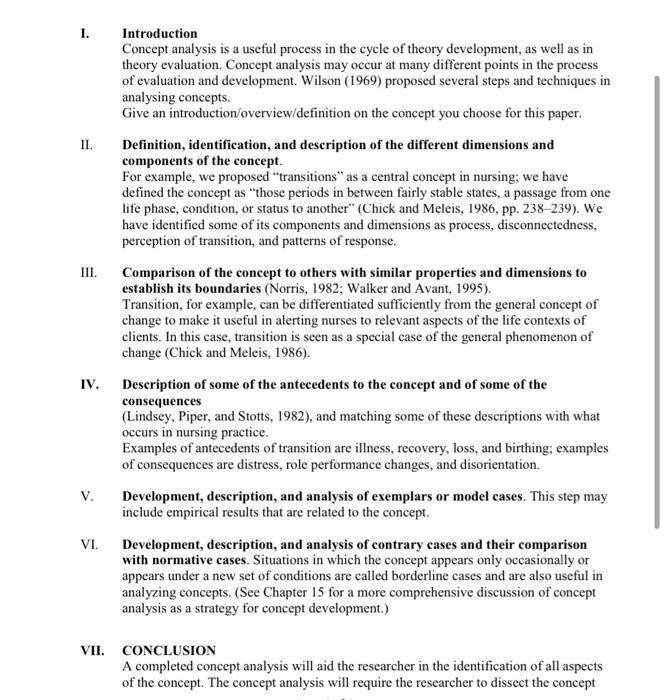 Solved I. Introduction Concept analysis is a useful process | Chegg.com
