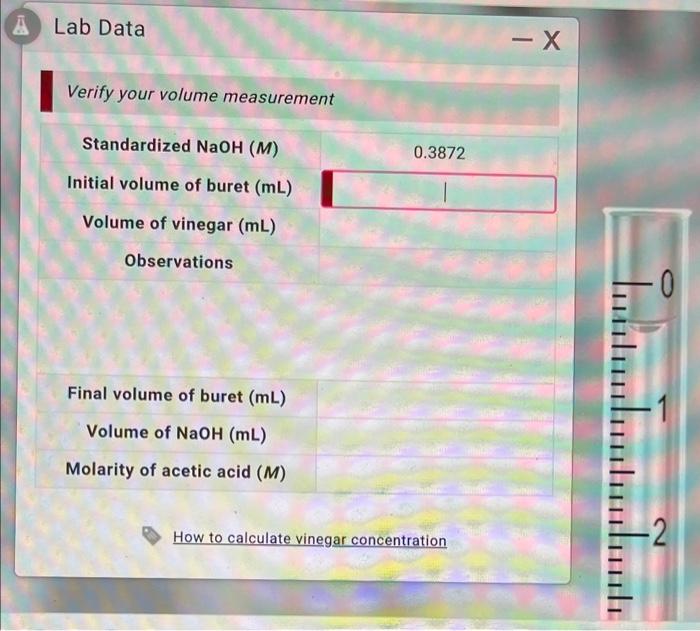 Solved i need initial volume of buret (mL) as shown on the | Chegg.com