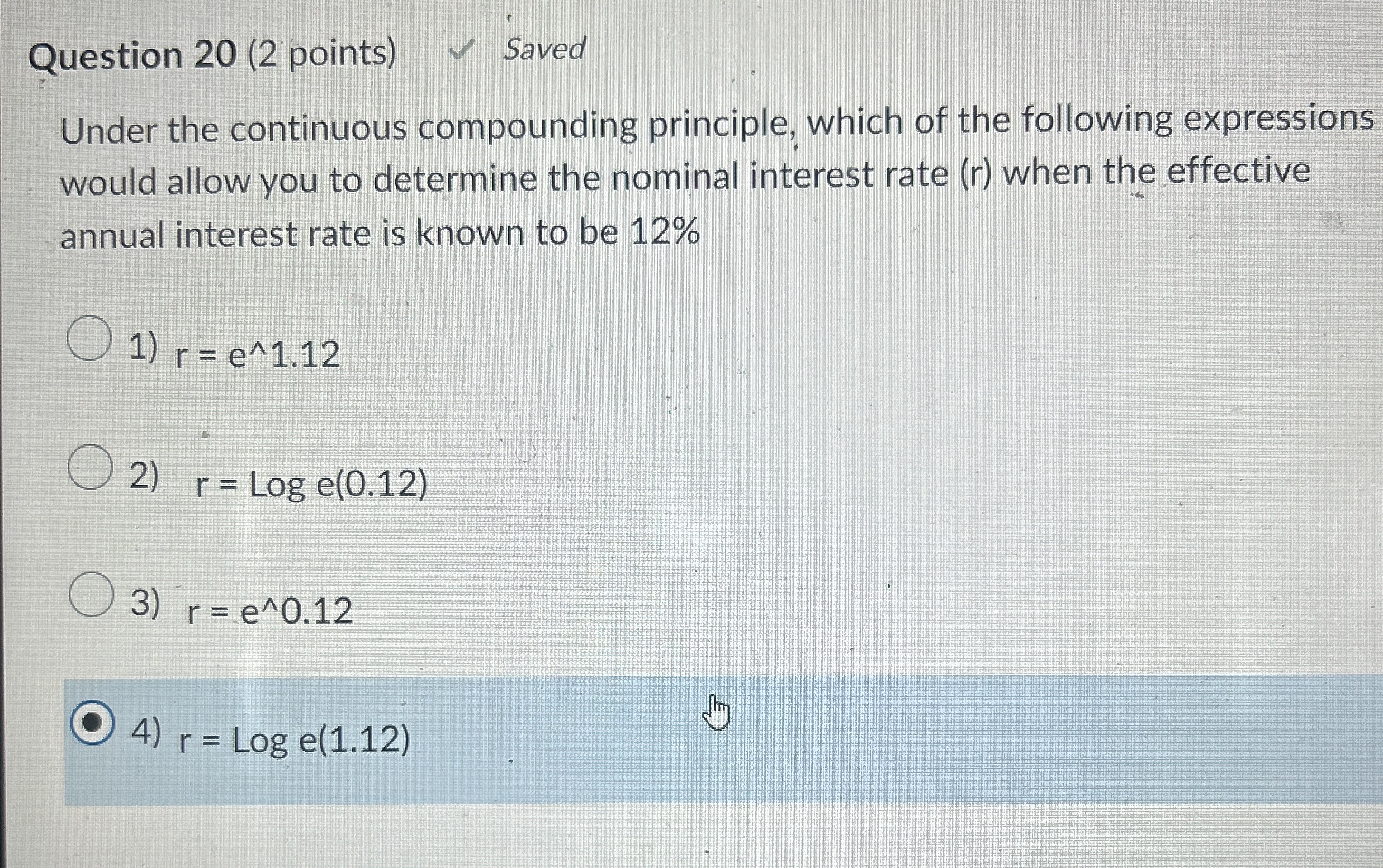 Solved Question 20 (2 ﻿points) ﻿SavedUnder the continuous | Chegg.com