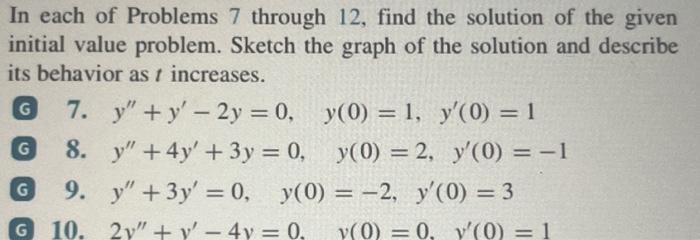 Solved In each of Problems 7 through 12 , find the solution | Chegg.com