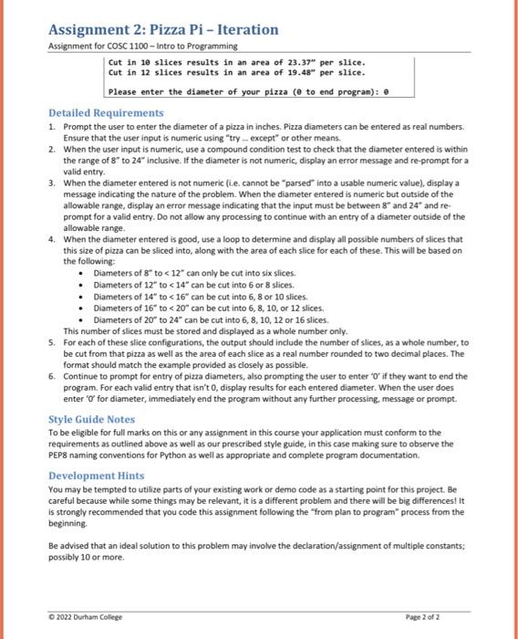 Solved Assignment 2: Pizza Pi - Iteration Assignment for | Chegg.com