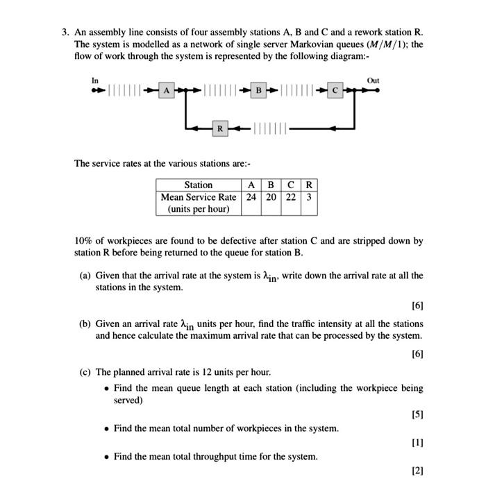 Solved 3. An assembly line consists of four assembly | Chegg.com