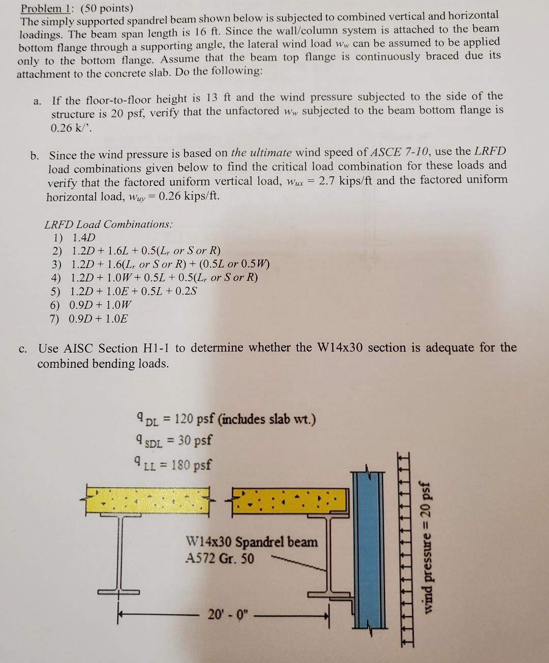 Solved b. Since the wind pressure is based on the ultimate | Chegg.com
