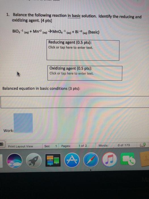 Solved 1. Balance the following reaction in basic solution. | Chegg.com