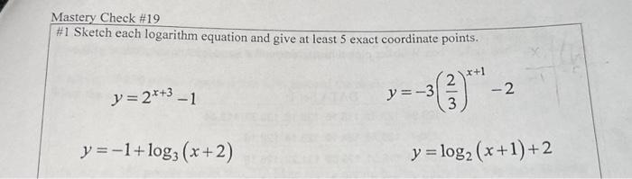 Solved \#1 Sketch each logarithm equation and give at least | Chegg.com