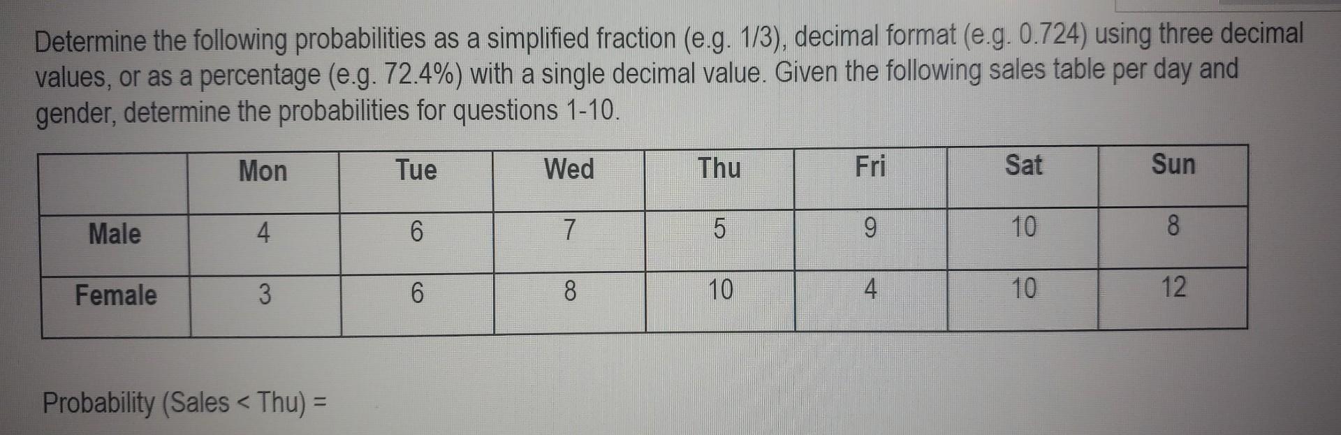 Solved Determine the following probabilities as a simplified | Chegg.com