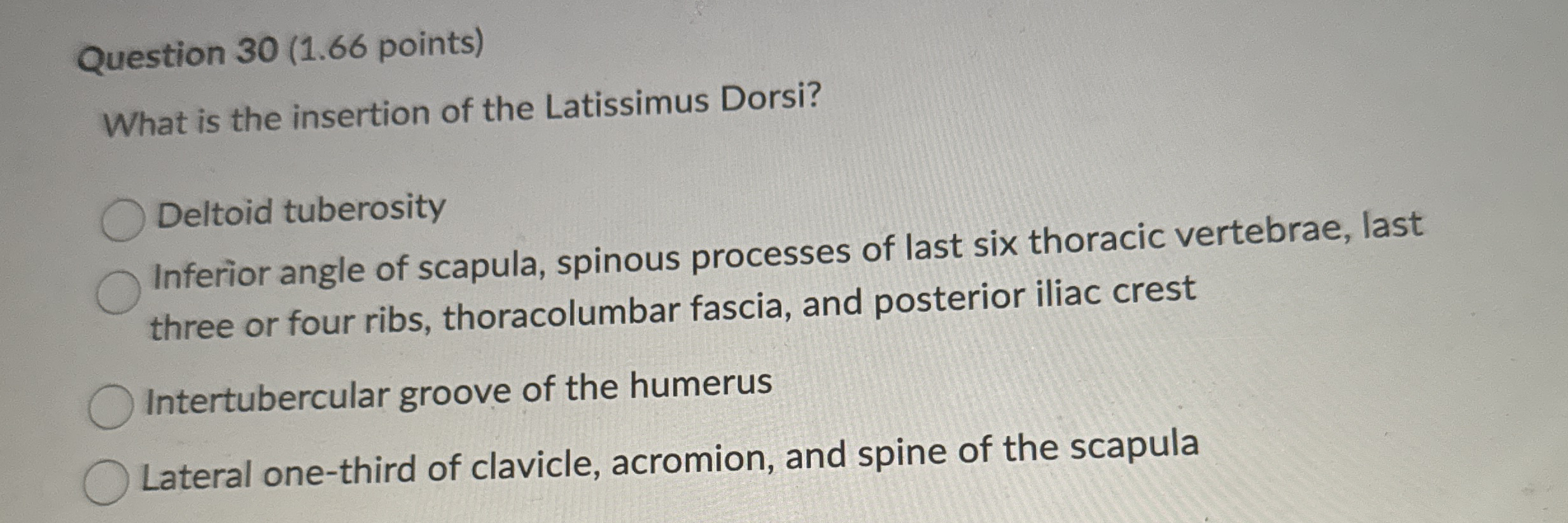 Solved Question 30 ( 1.66 ﻿points)What is the insertion of | Chegg.com