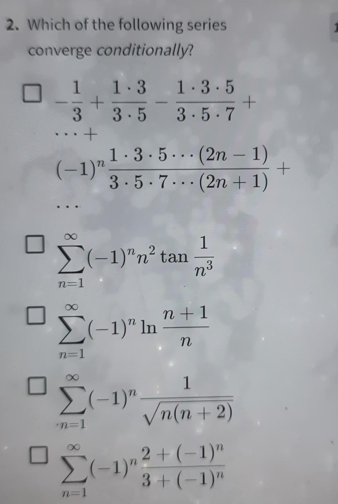 Solved \\( \\begin{array}{l}\\sum_{n=1}^{\\infty}(-1)^{n} | Chegg.com