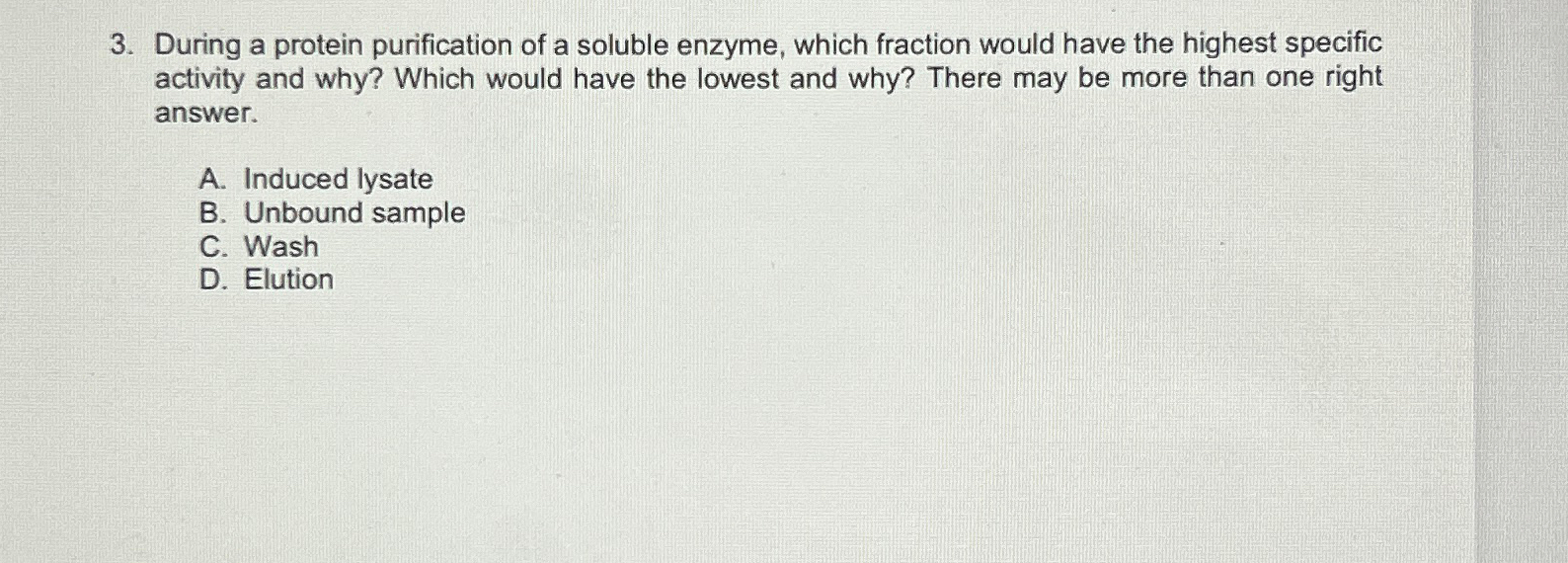 Solved During a protein purification of a soluble enzyme, | Chegg.com