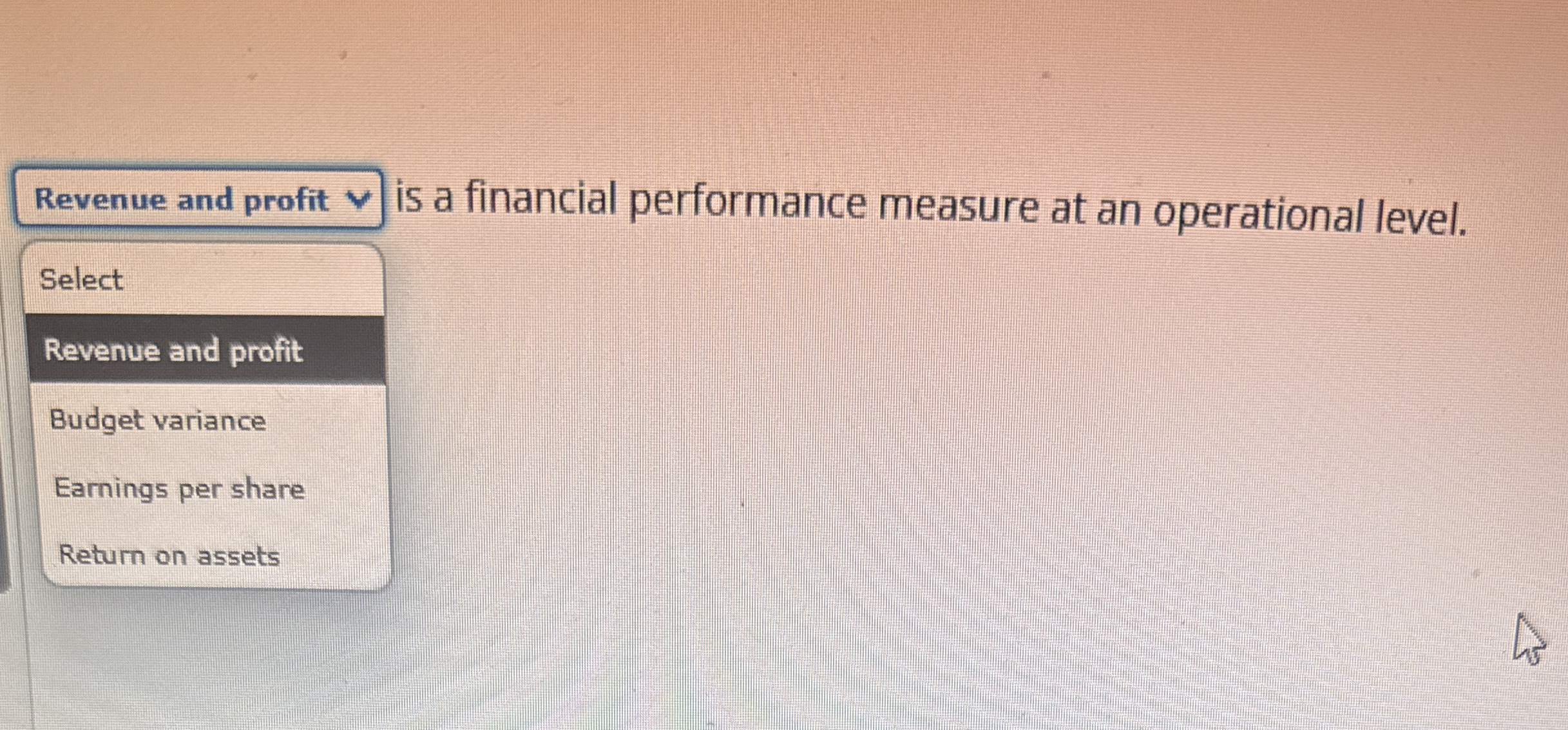 is a financial performance measure at an | Chegg.com