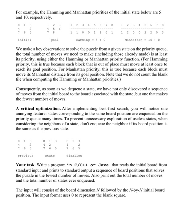 Solved Write A Program C C Java To Solve The 8 puzzle Chegg