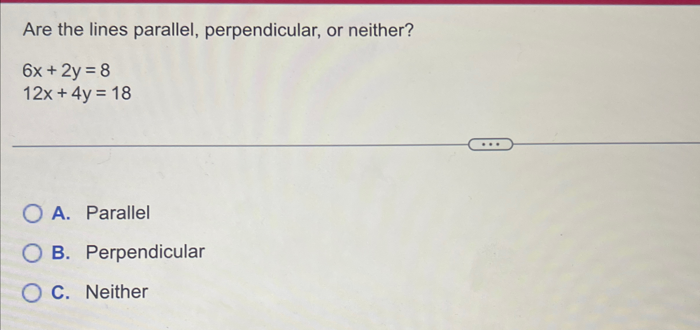 Solved Are the lines parallel, perpendicular, or | Chegg.com