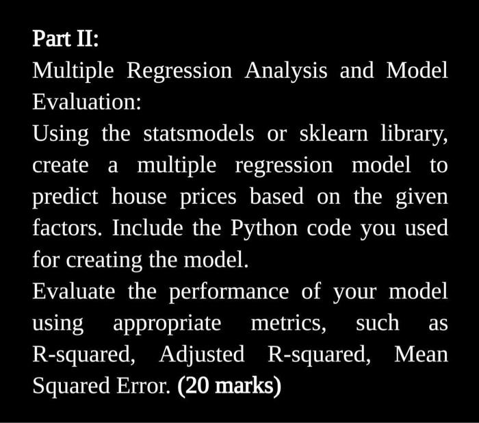 Solved Task II: Multiple Regression Analysis with Python | Chegg.com
