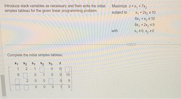 Solved Introduce slack variables as necessary and then write | Chegg.com
