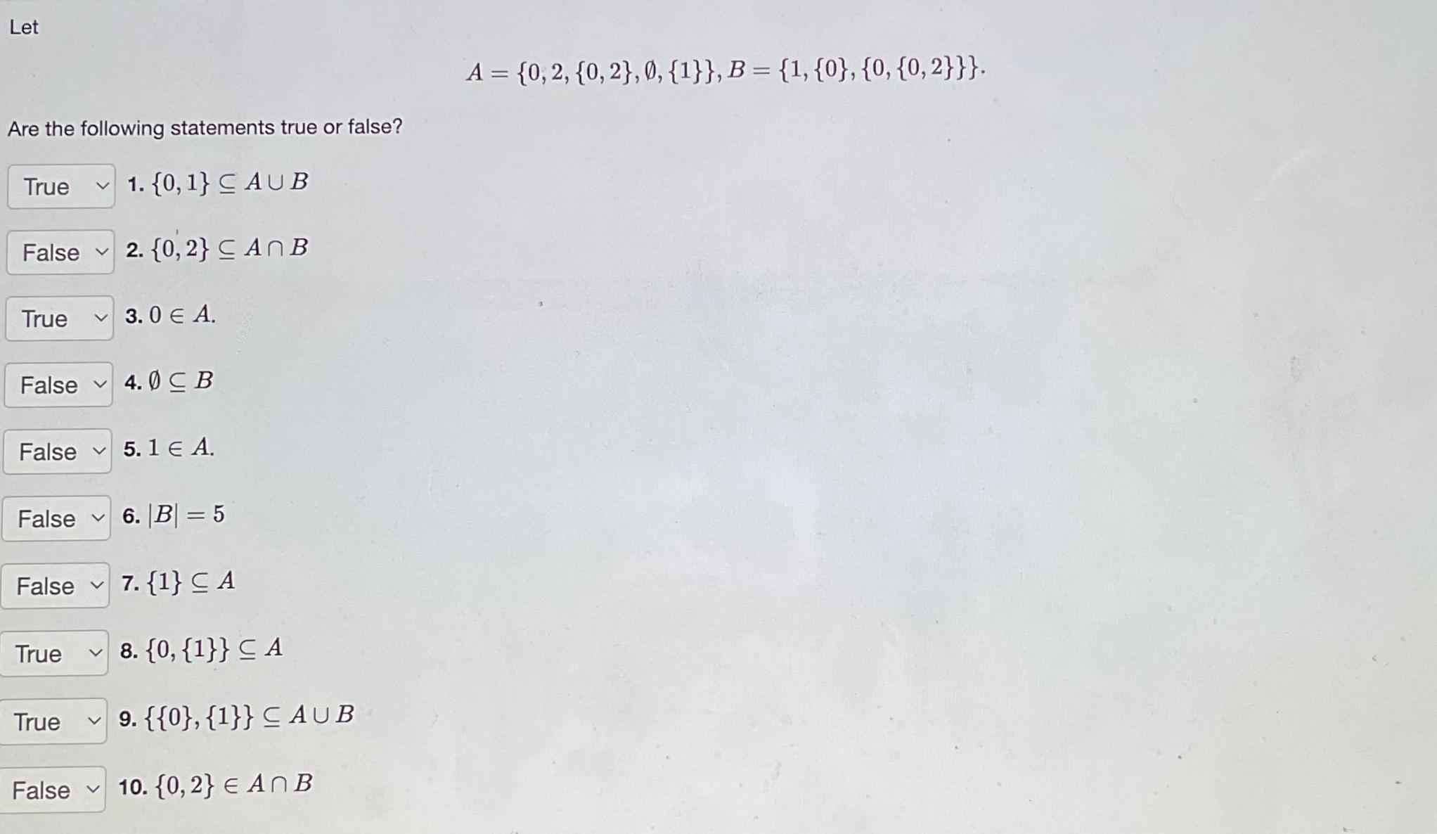 Solved The True or False answers selected on the left aren't | Chegg.com