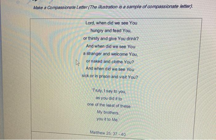 Make a Compassionate Letter (The illustration is a | Chegg.com