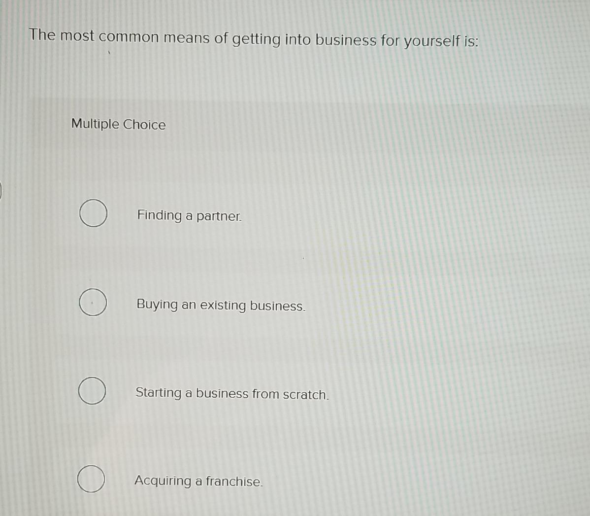 Solved The most common means of getting into business for | Chegg.com