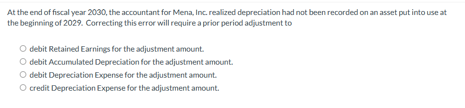 Solved At the end of fiscal year 2030, ﻿the accountant for | Chegg.com