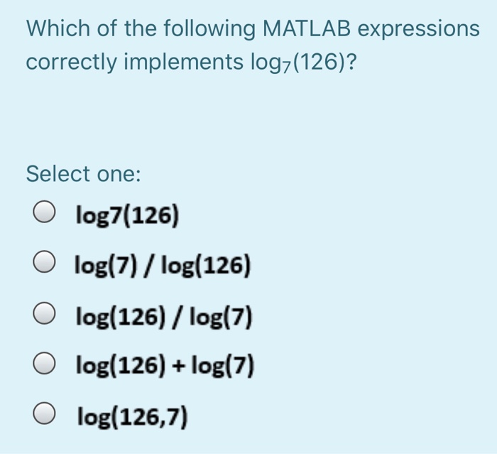 Solved Which of the following MATLAB expressions correctly | Chegg.com