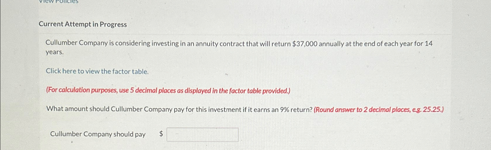 Solved Current Attempt in ProgressCullumber Company is | Chegg.com