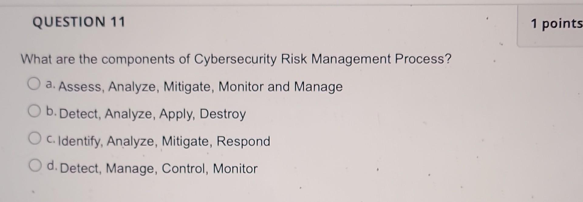 Solved Cybersecurity risk management is the responsibility | Chegg.com