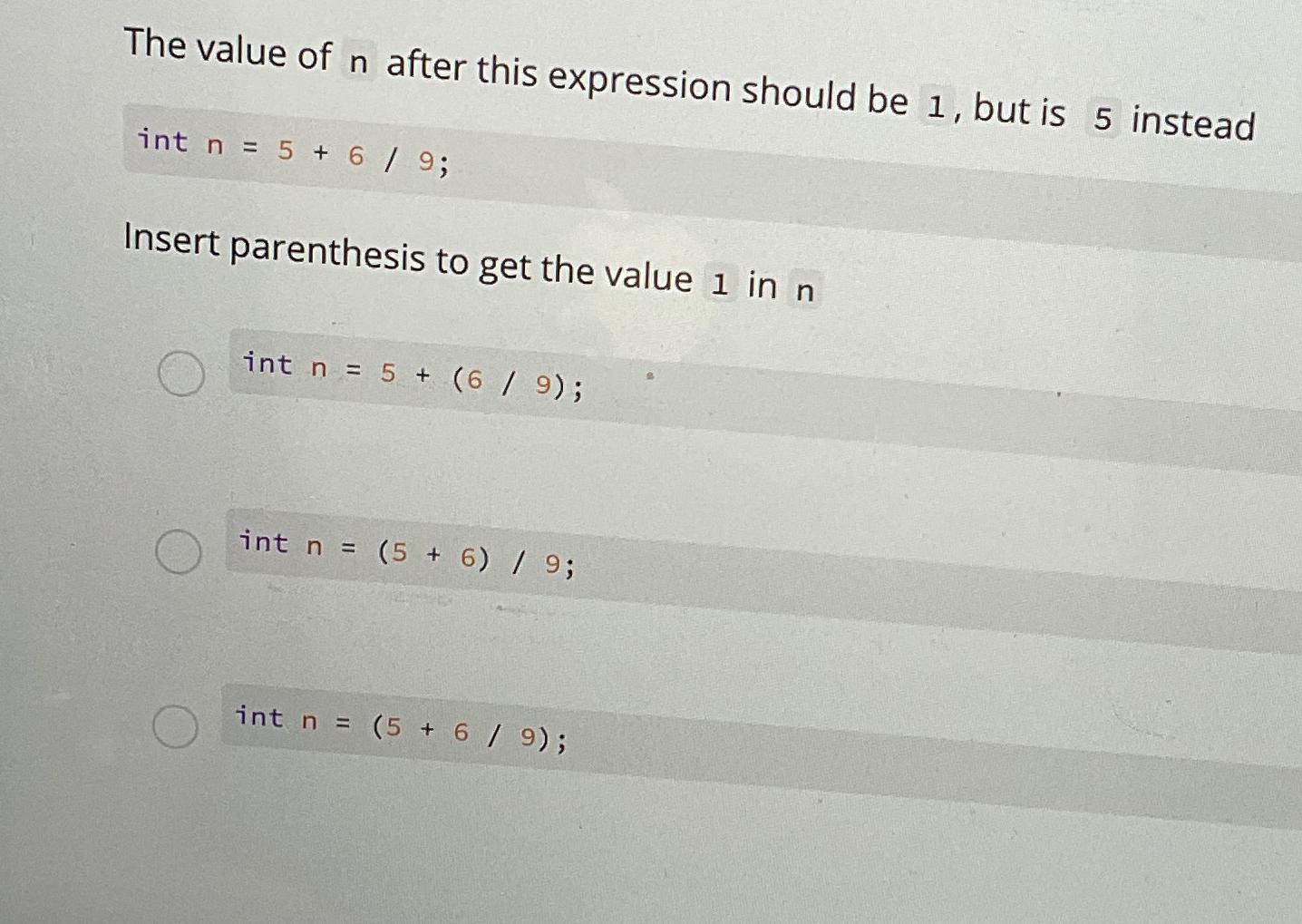 Solved The value of n ﻿after this expression should be 1 , | Chegg.com