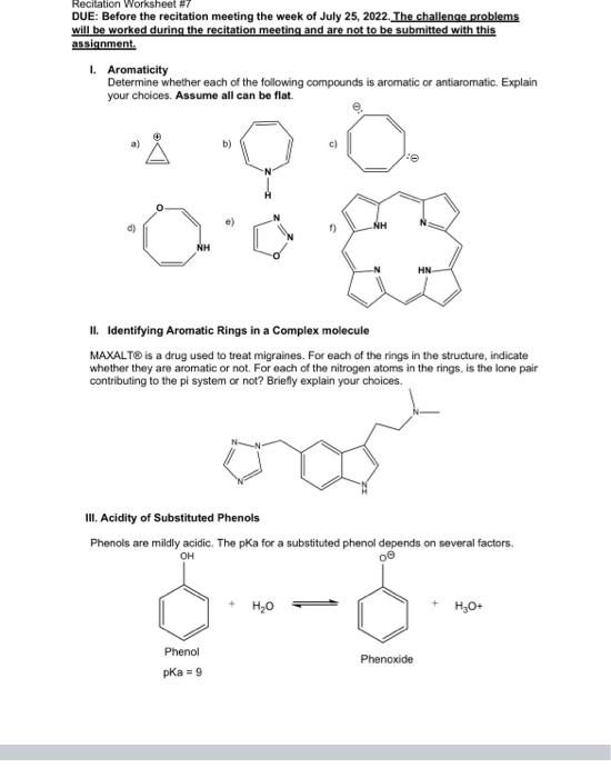 Solved Recitation Worksheet #7 DUE: Before the recitation | Chegg.com
