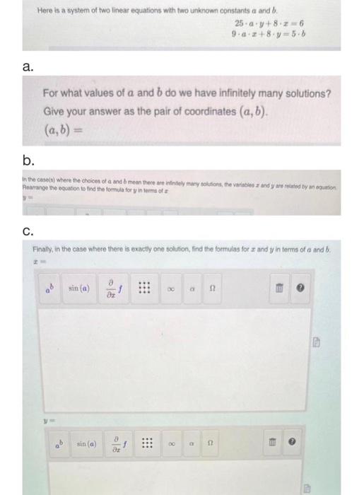 Solved Here is a system of two linear equations with two | Chegg.com