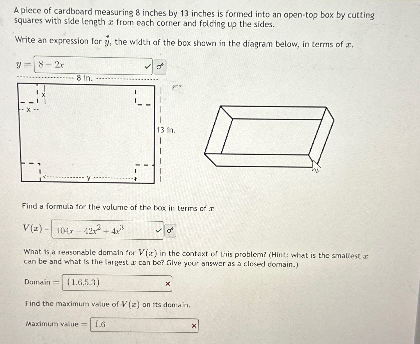 Solved A piece of cardboard measuring 8 ﻿inches by 13 | Chegg.com