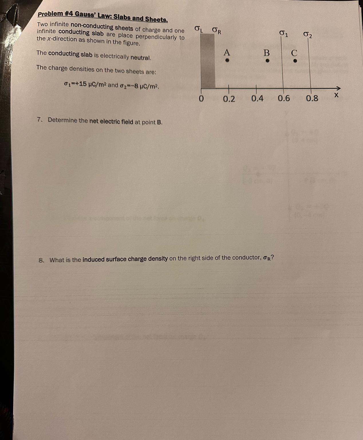 Solved Problem #4 ﻿Gauss' Lawr Slabs and Sheets.Two infinite | Chegg.com