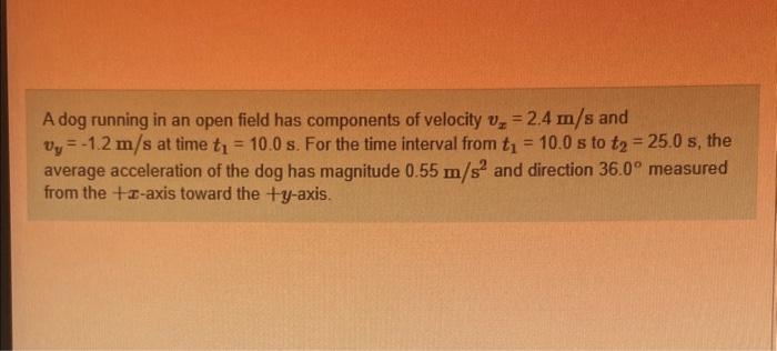 Solved A dog running in an open field has components of | Chegg.com