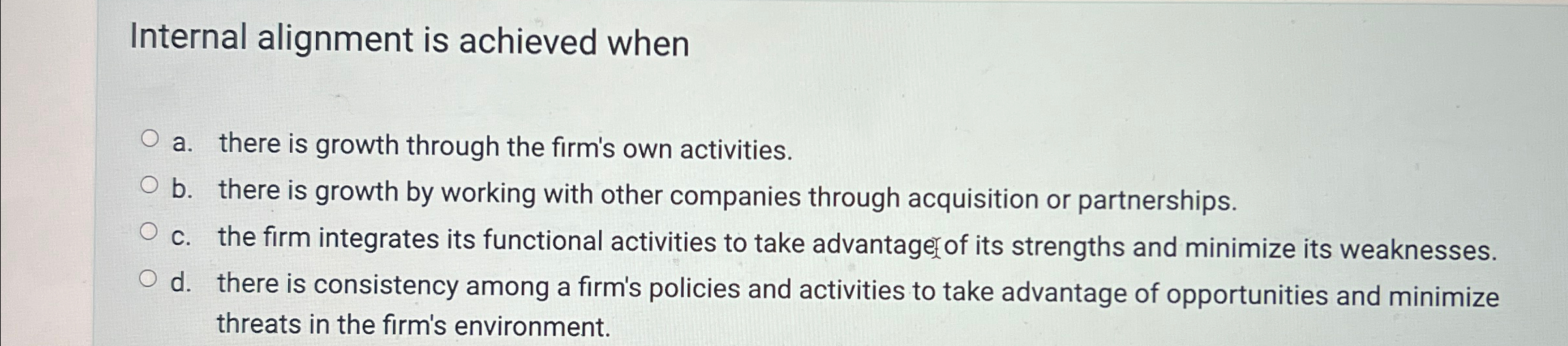 Solved Internal alignment is achieved whena. ﻿there is | Chegg.com
