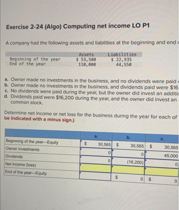 Solved Exercise 2-24 (Algo) Computing net income LOP1 A | Chegg.com