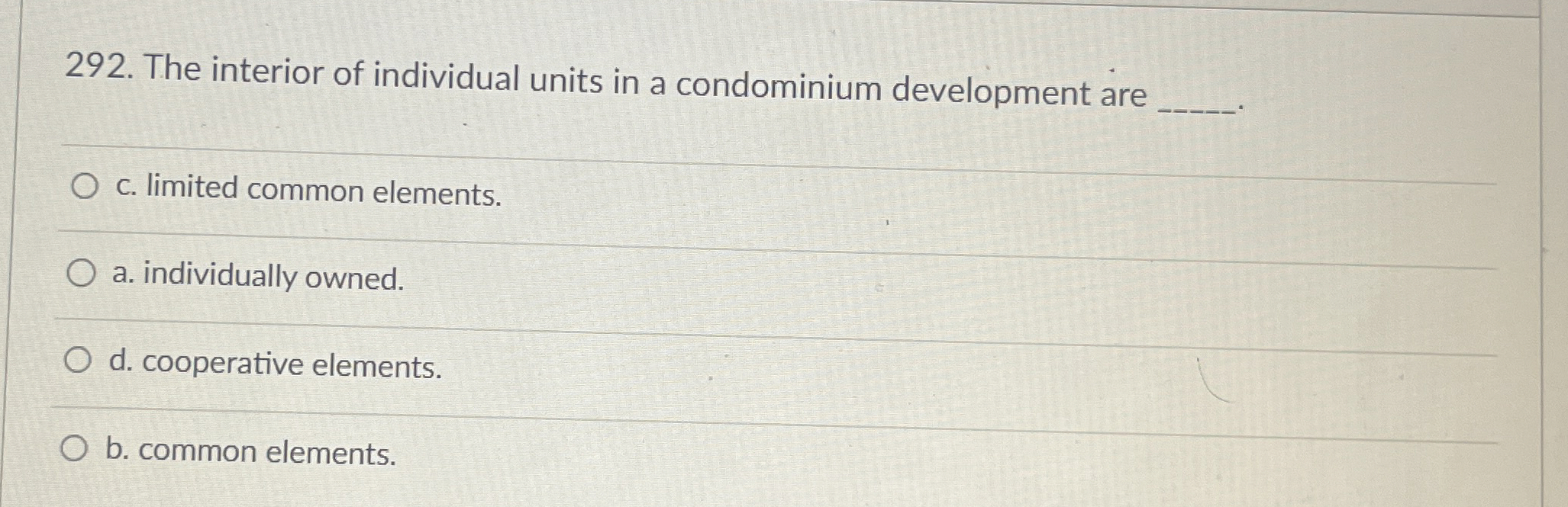 Solved The interior of individual units in a condominium | Chegg.com