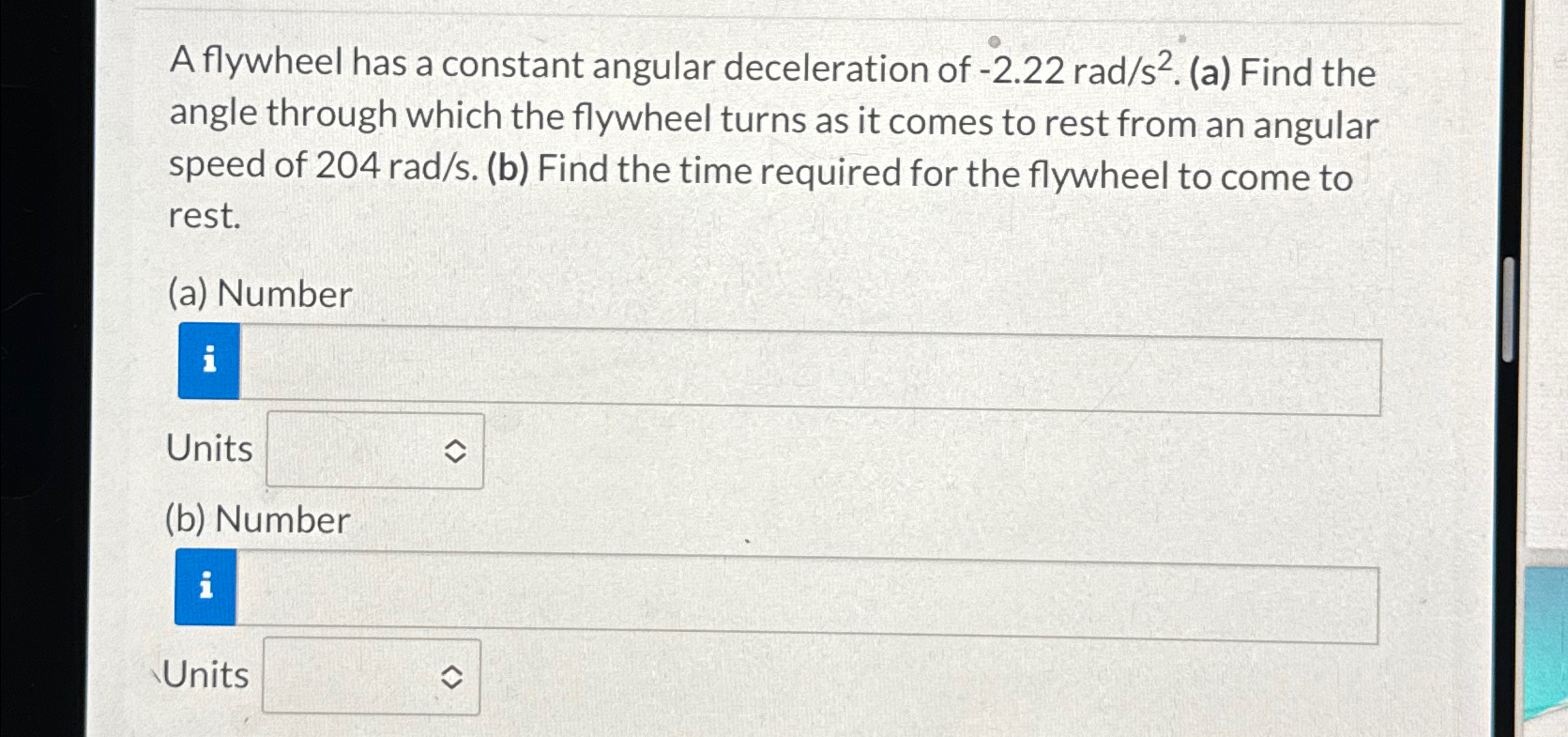 Solved A flywheel has a constant angular deceleration of | Chegg.com