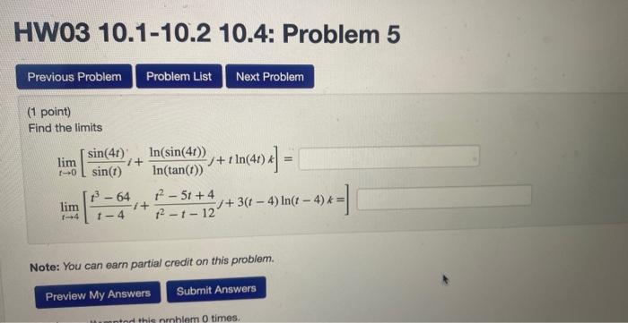 Solved (1 point) Find the limits | Chegg.com | Chegg.com