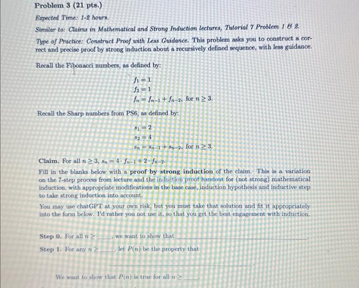 Solved Problem 3 (21 pts.) Expected Time: 1-2 hours. Similar | Chegg.com