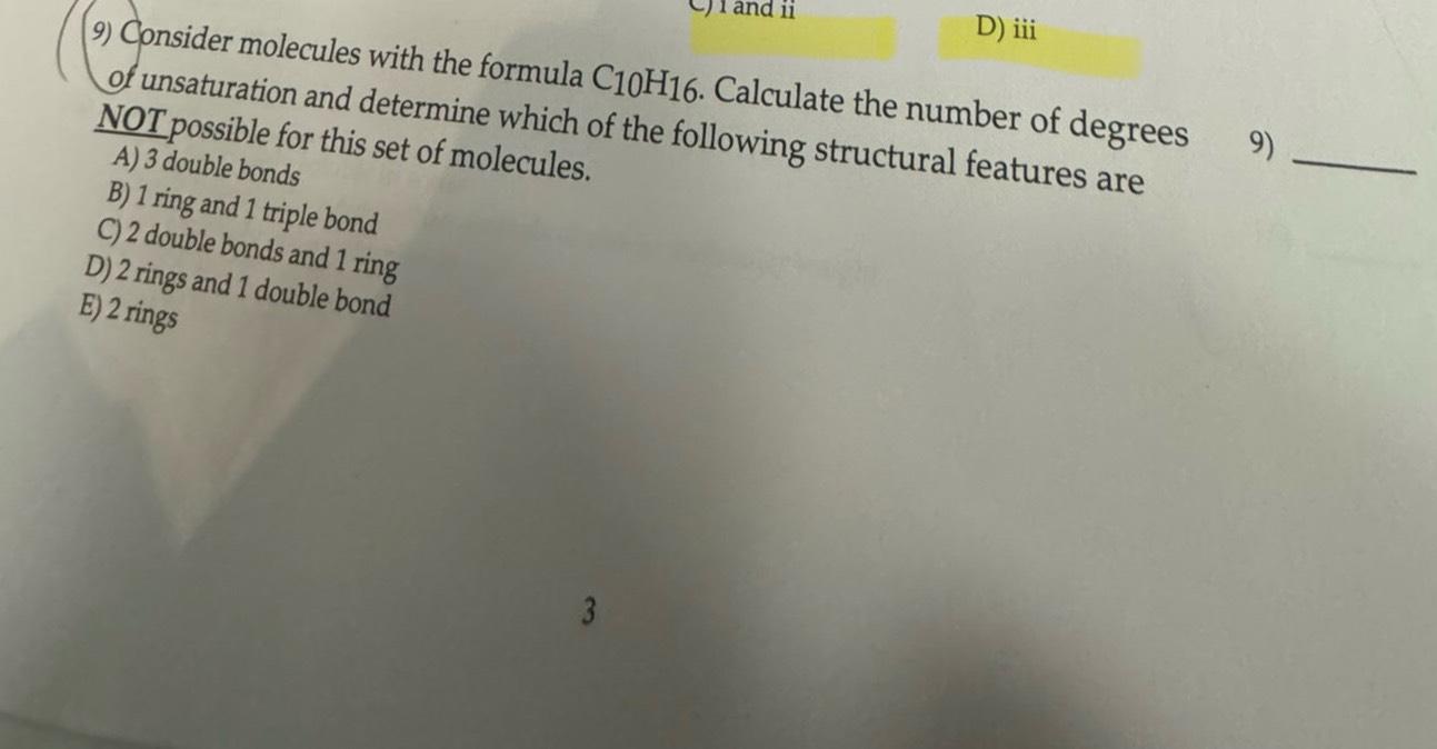 Consider molecules with the formula C10H16. | Chegg.com