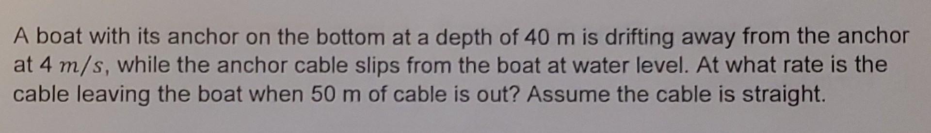 Solved A boat with its anchor on the bottom at a depth of 40 | Chegg.com