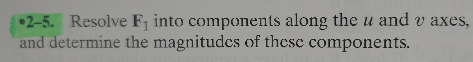 Solved 2-5. Resolve F1 into components along the u and v | Chegg.com