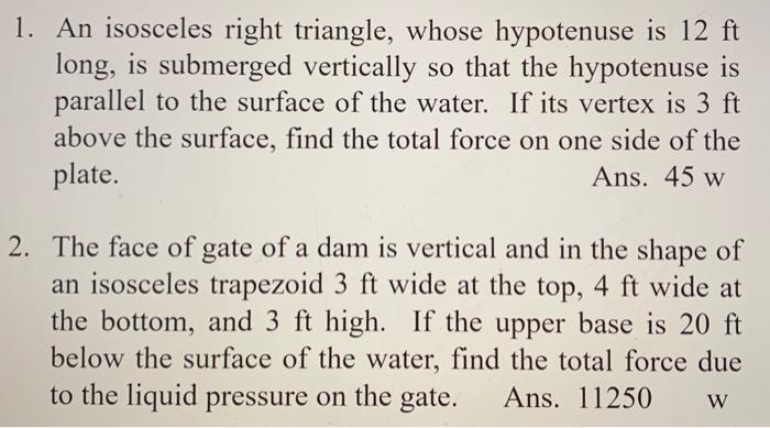 Solved application of definite integral hydrostatic pressure | Chegg.com