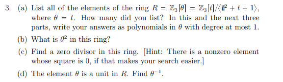 Solved (a) ﻿List all of the elements of the ring | Chegg.com