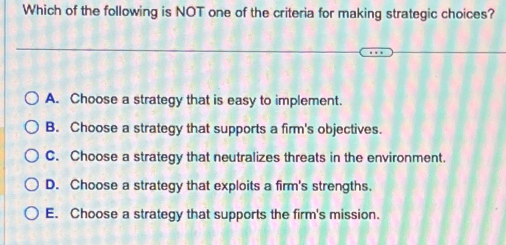 Solved Which of the following is NOT one of the criteria for | Chegg.com