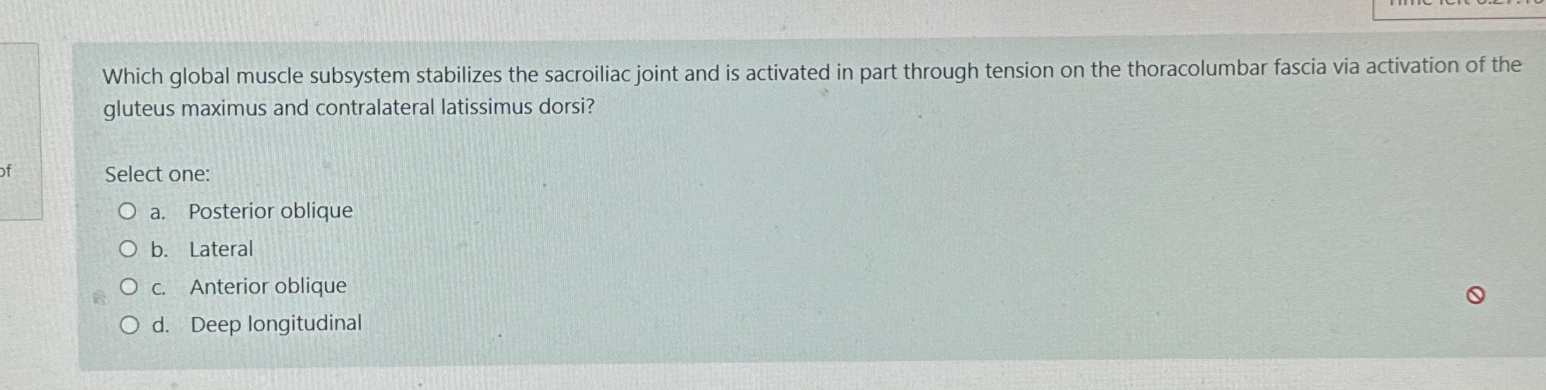 Which global muscle subsystem stabilizes the | Chegg.com
